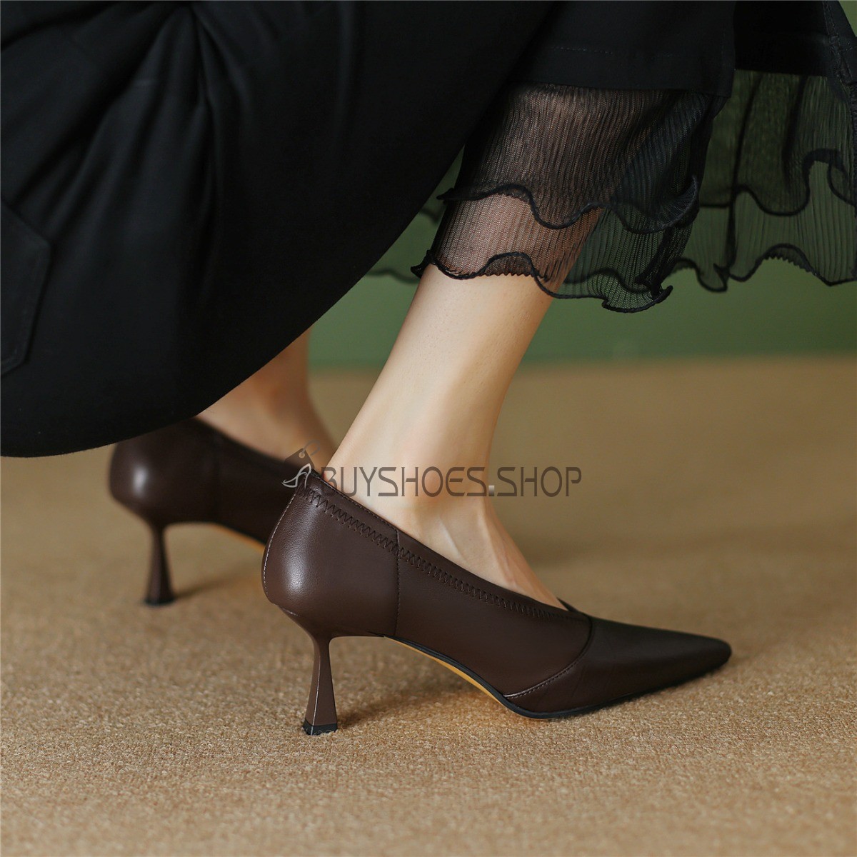 Online 6 cm Heel Embossed Leather Womens Shoes Pumps Stilettos Pointed ...