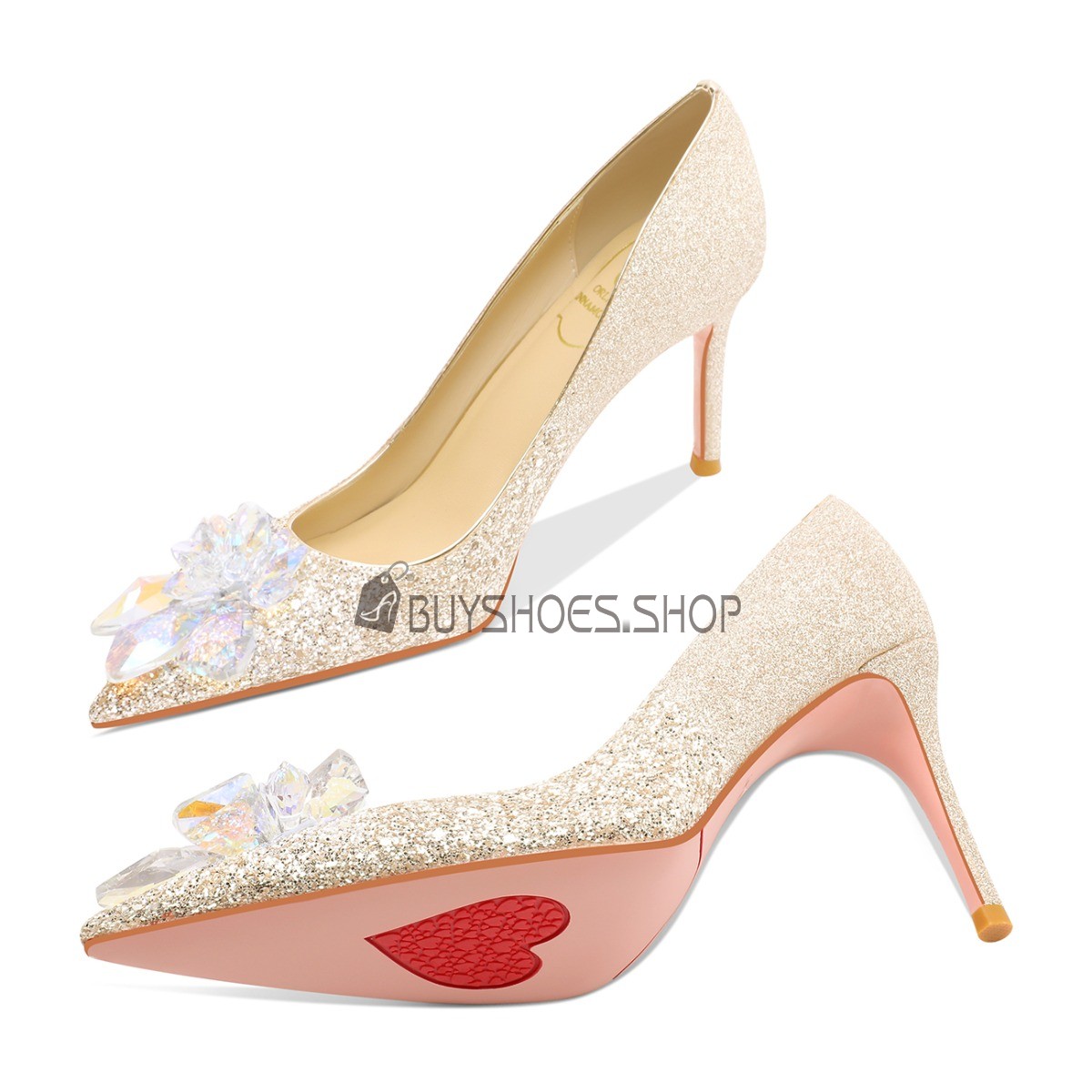 Online Shopping Elegant Sequin Dress Shoes With Flower With Crystal 3 ...